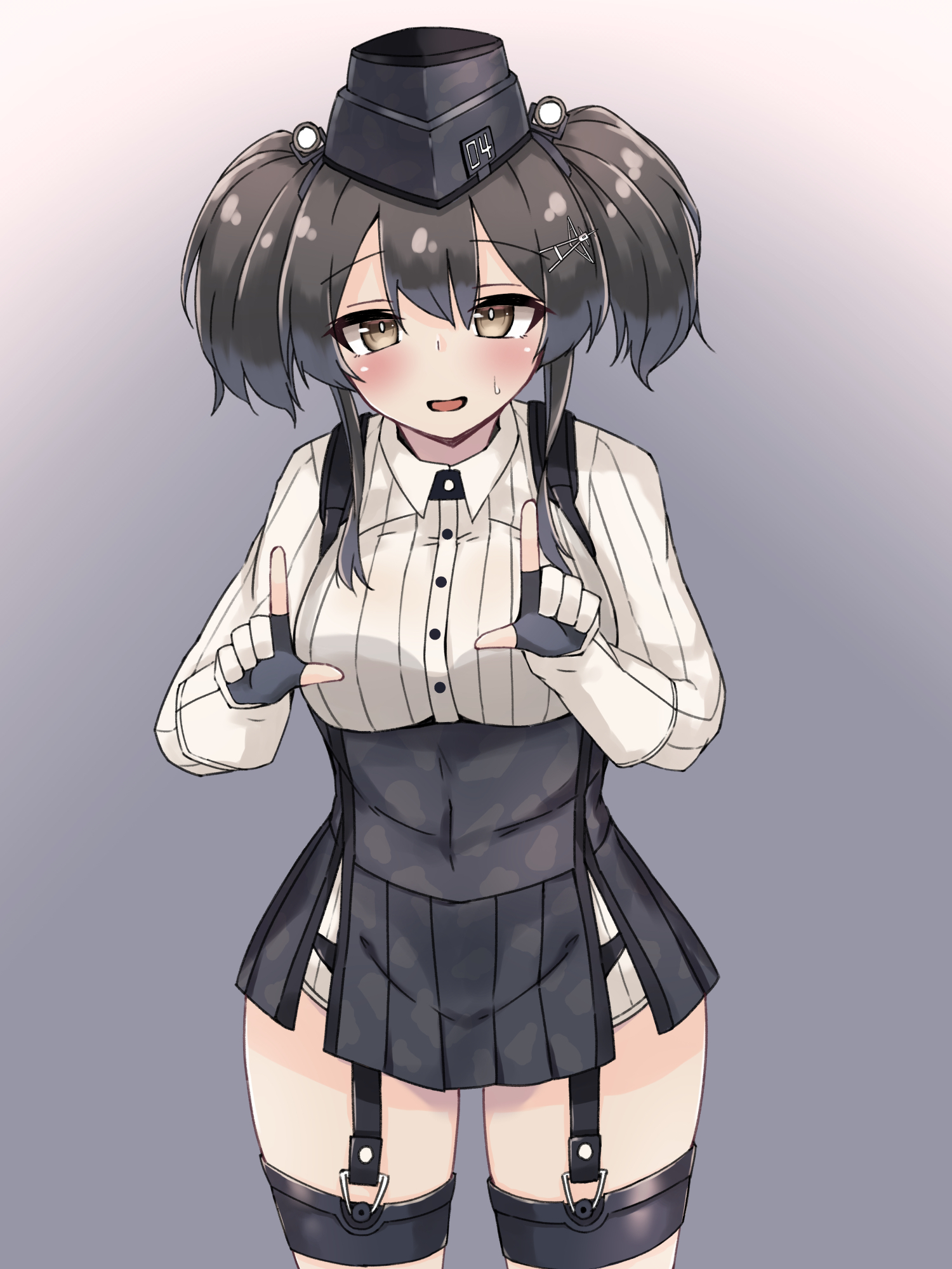 Safebooru - 1girl atlanta (kancolle) atlanta (kancolle) (cosplay) black hair black headwear ...