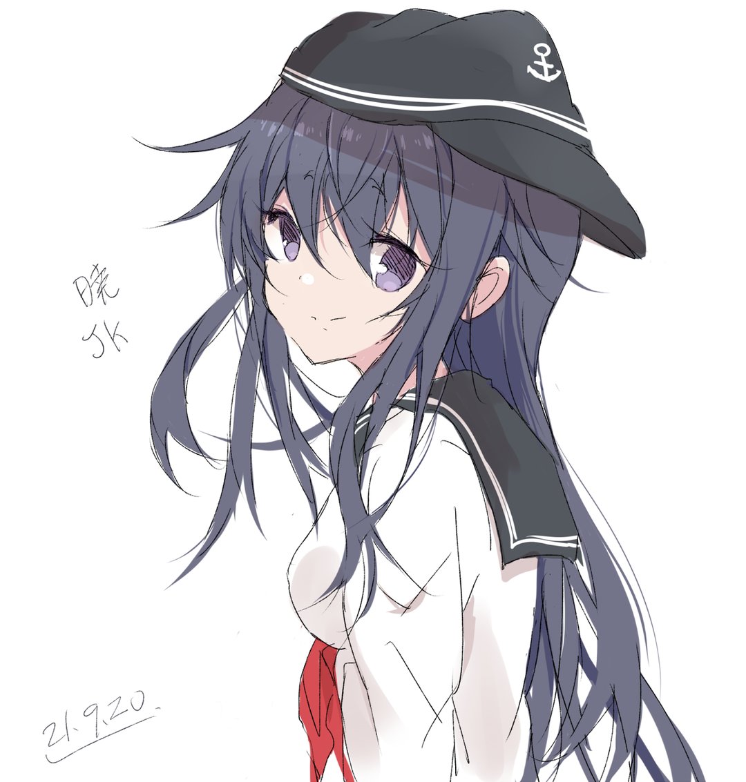 Safebooru - 1girl akatsuki (kancolle) anchor symbol black hair black sailor collar core ...