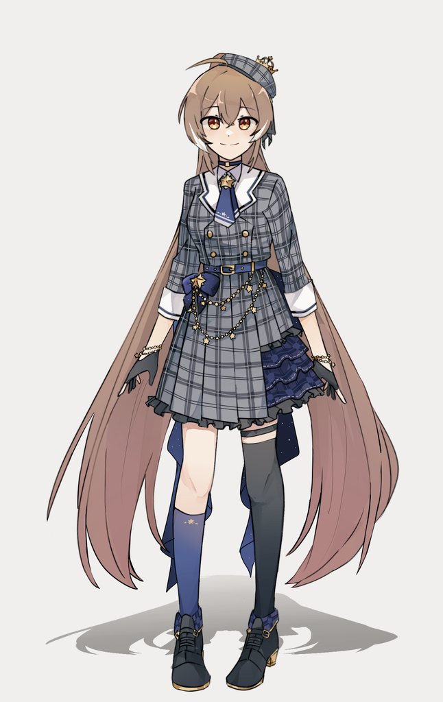 Safebooru - 1girl ahoge asymmetrical legwear bangs belt beret black choker black footwear black ...