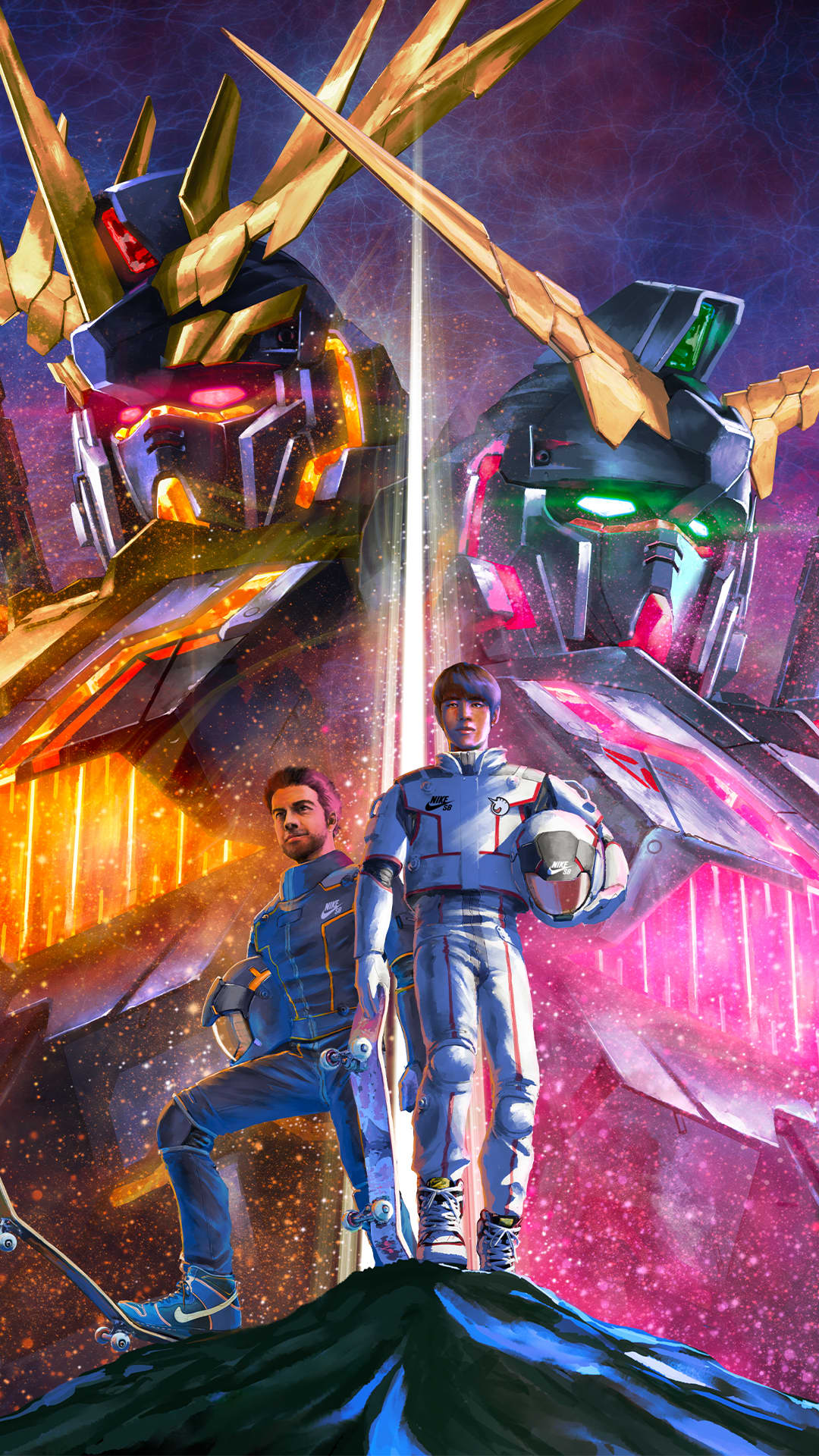 Safebooru - 2boys banagher links banagher links (cosplay) brown hair ...