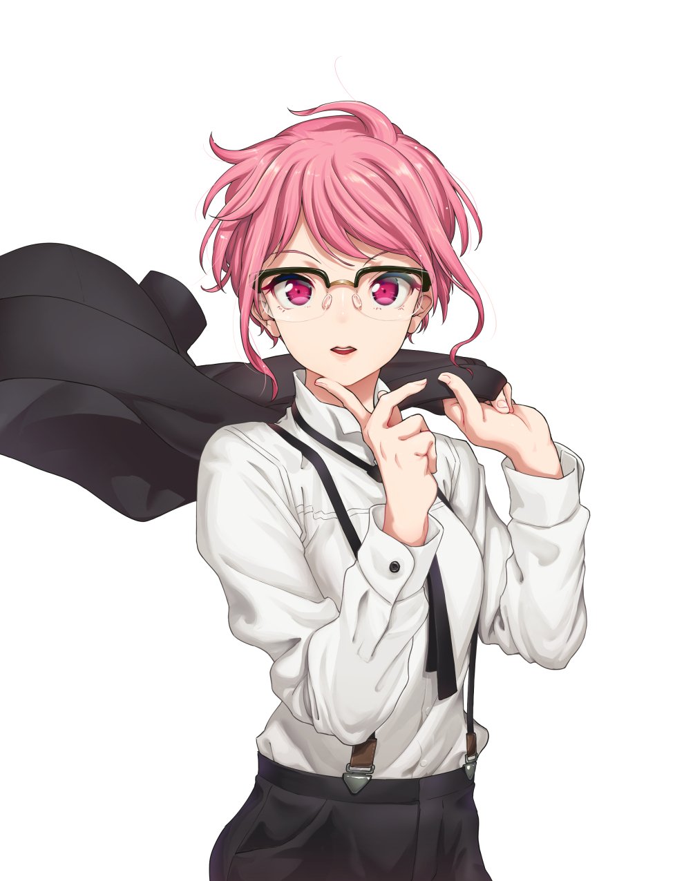 Safebooru - 1girl aya shachou bang dream! black-framed eyewear black jacket black neckwear black ...