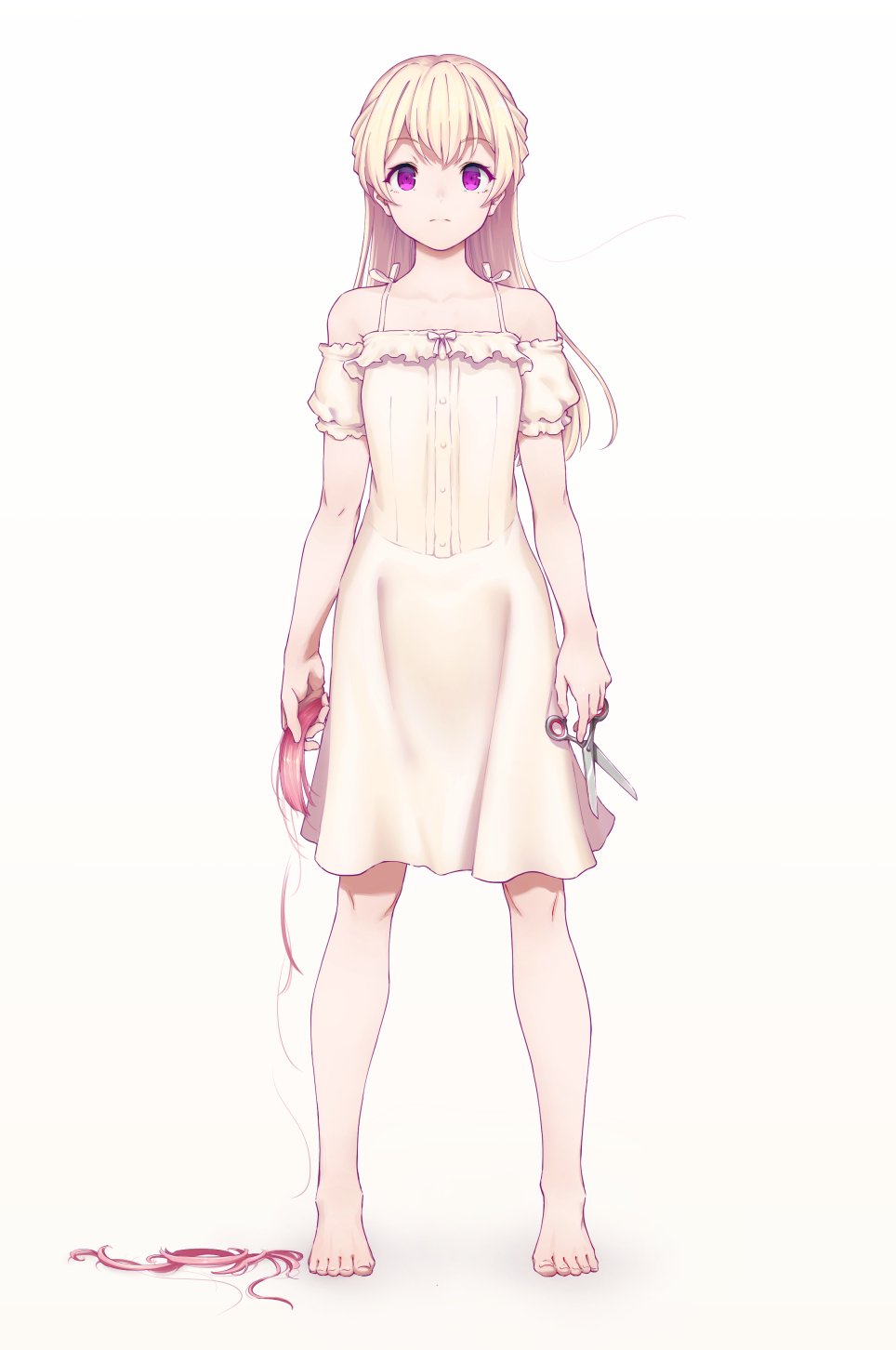 Safebooru - 1girl aya shachou bang dream! bare shoulders barefoot blonde hair closed mouth ...