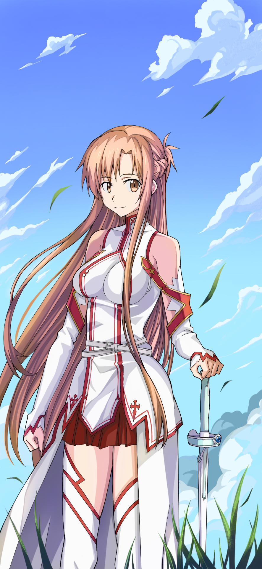Safebooru - 1girl asuna (sao) blue sky braid breasts brown eyes brown ...