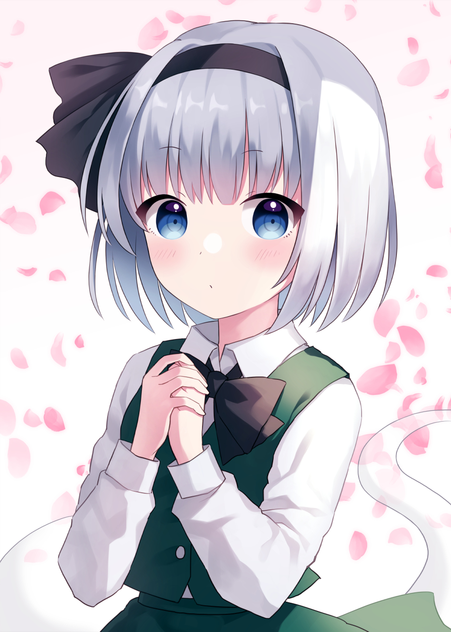 Safebooru - 1girl bangs black bow black hairband black neckwear black ribbon blue eyes blush bow ...