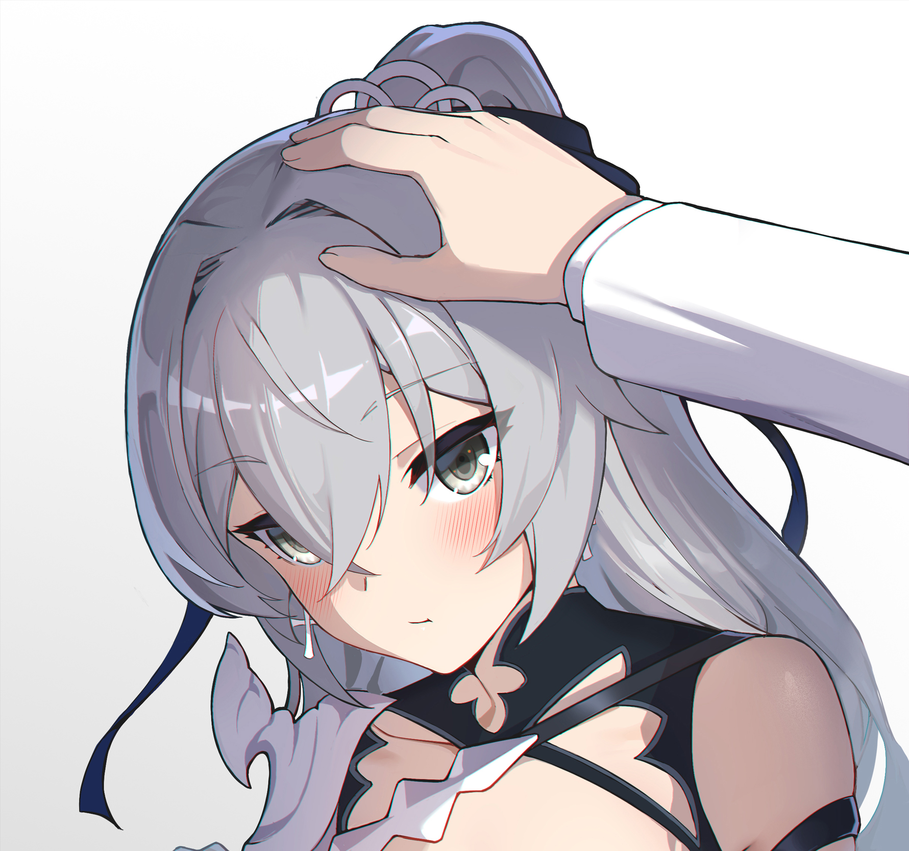 Safebooru - 1girl black eyes blush bronya zaychik closed mouth eyebrows visible through hair ...