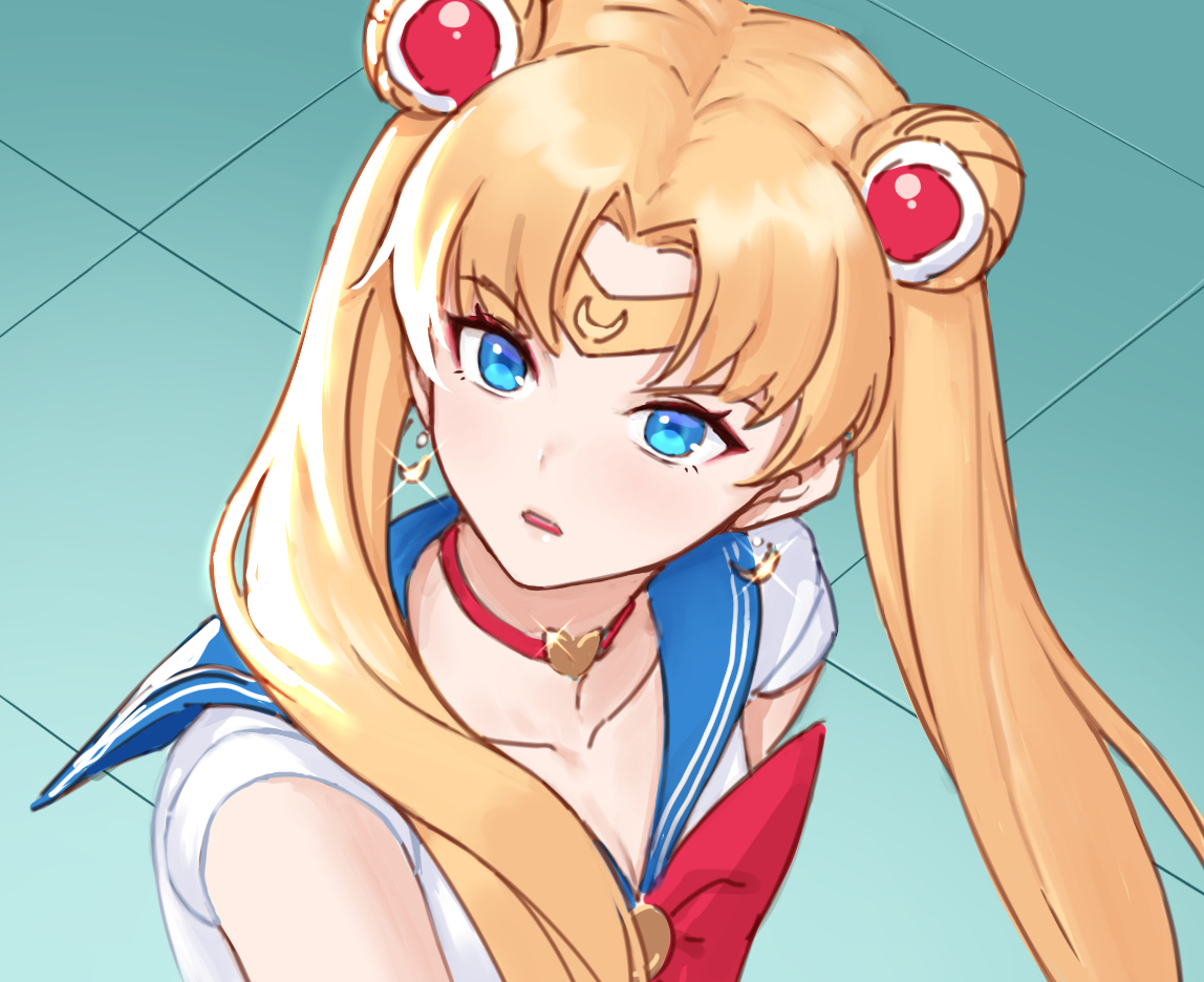 Safebooru - 1girl bishoujo senshi sailor moon blonde hair blue eyes blue sailor collar bow ...