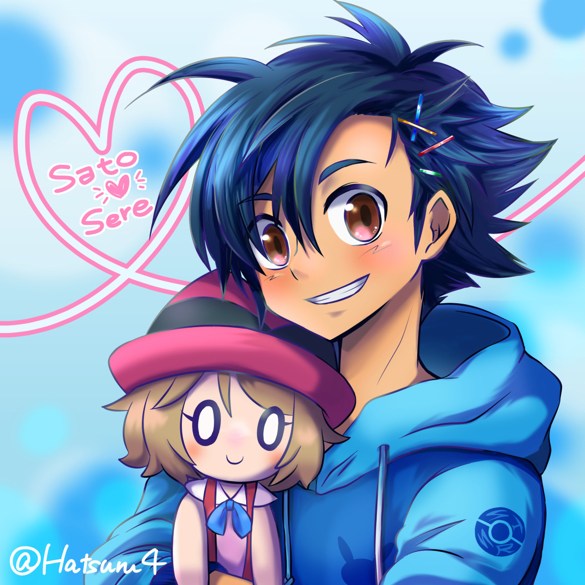 Safebooru - 1boy ash ketchum black hair brown eyes doll doll hug ...