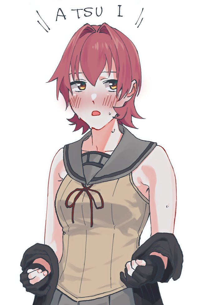 Safebooru - 1girl bangs black gloves blush brown eyes gloves grey sailor collar grey skirt ...