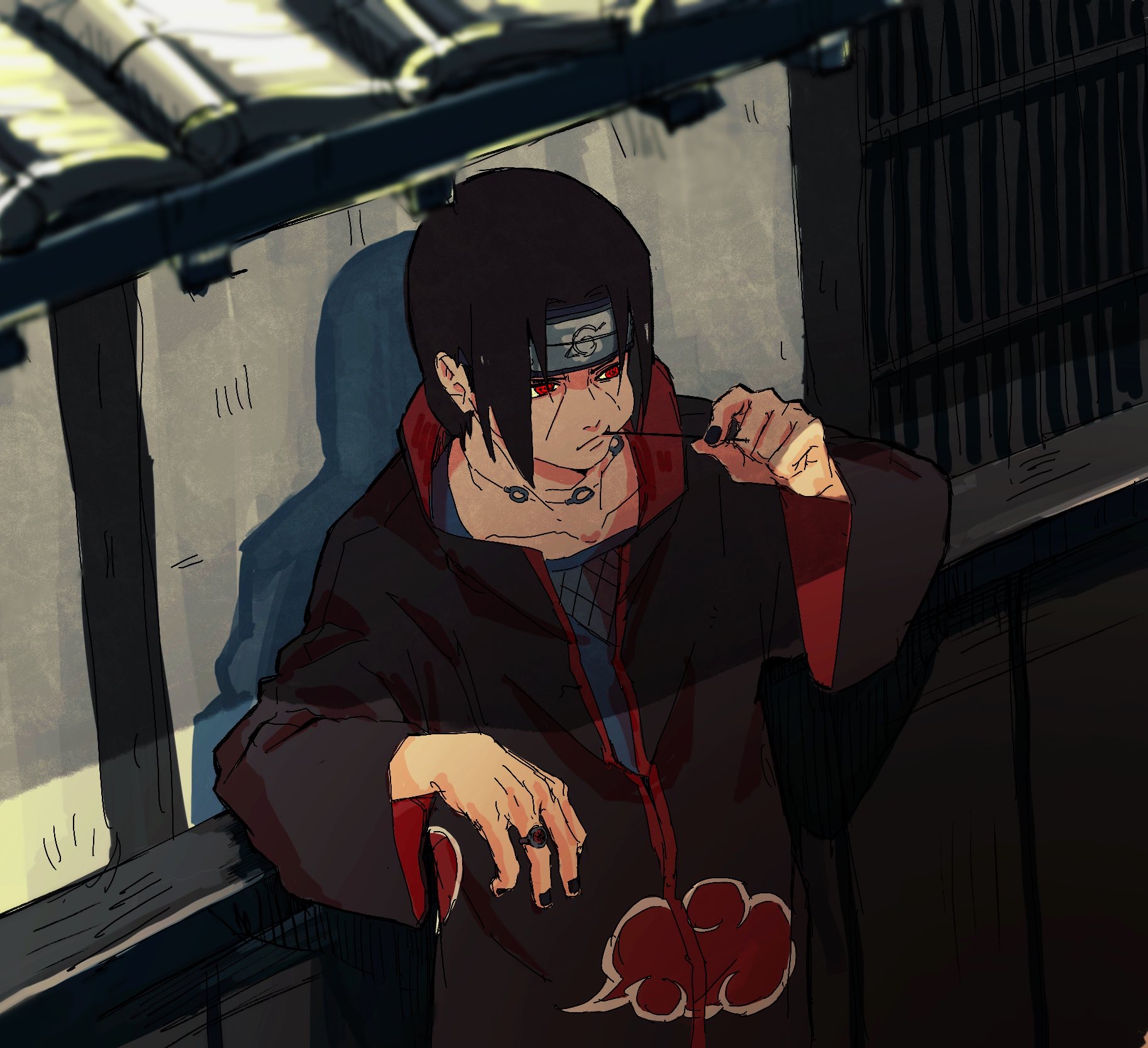 Safebooru - 1boy akatsuki (naruto) akatsuki uniform black hair facial ...