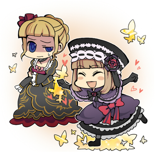Safebooru - ^ ^ beatrice blonde hair bow butterfly chibi dress eva ...