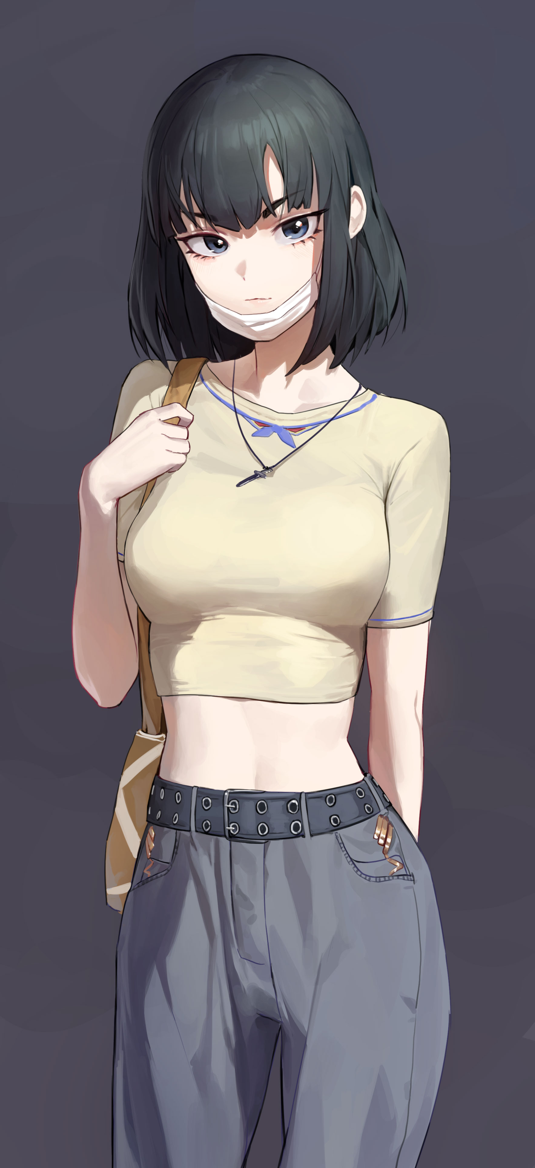 Safebooru - 1girl absurdres alternate costume alternate hairstyle black hair blue eyes breasts ...