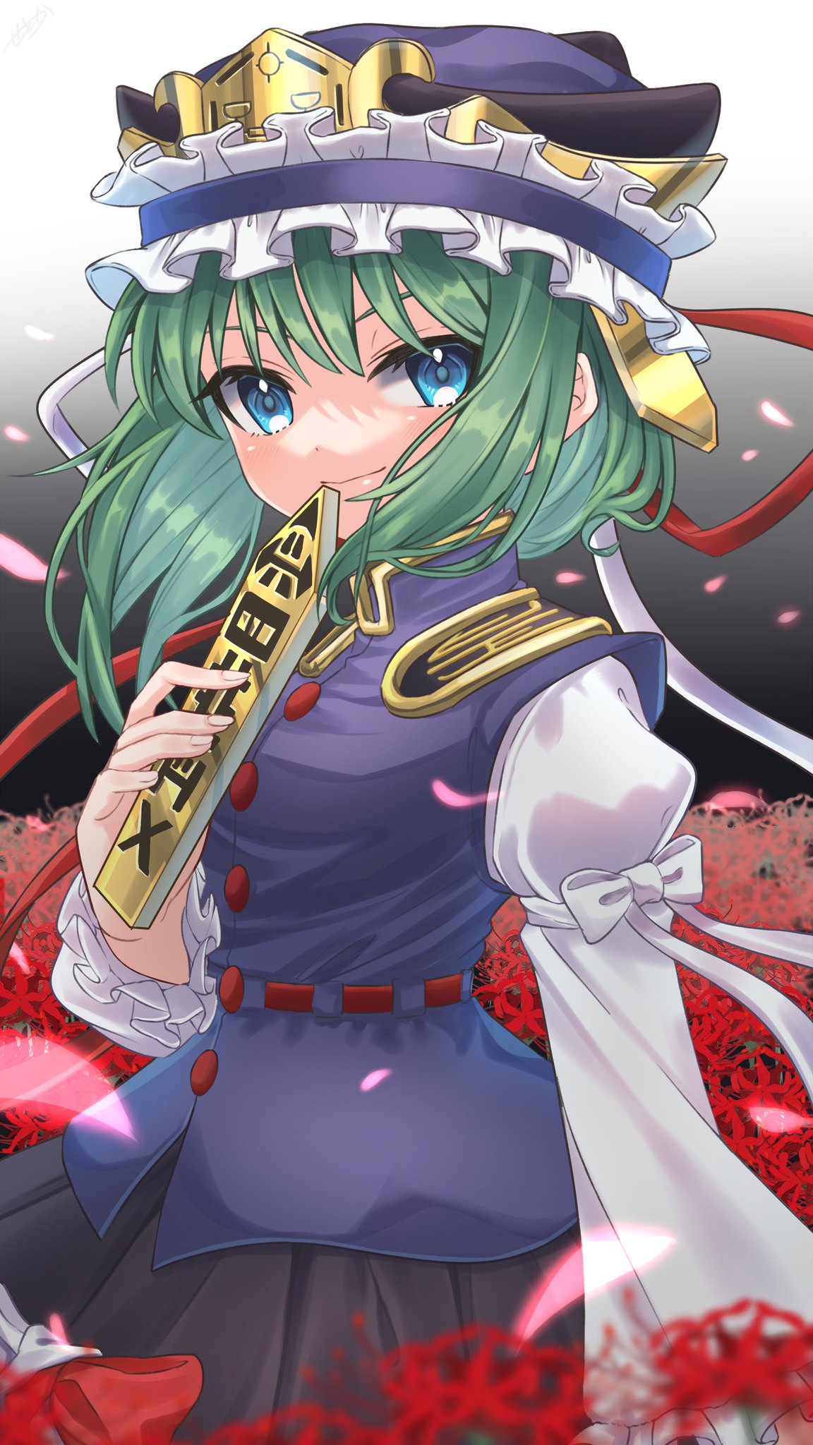 Safebooru - 1girl aknk marimo asymmetrical hair bangs blouse blue eyes ...