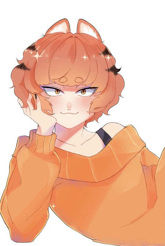 Safebooru - 1boy animal ears femboy furvok garfield lying neko nekomimi off-shoulder sweater ...