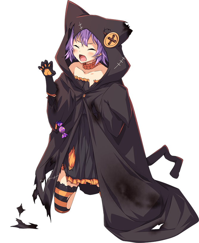 Safebooru - 1girl black cloak cloak closed eyes collarbone fang fang ...