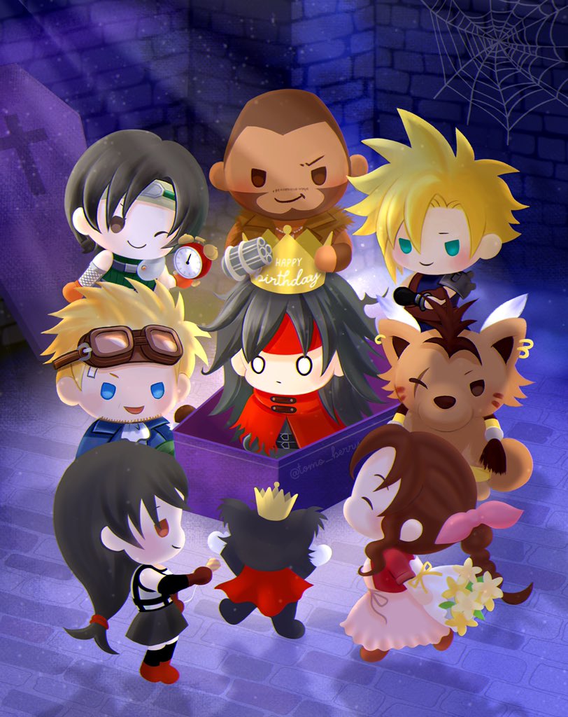 Safebooru - aerith gainsborough barret wallace bouquet cait sith (ff7 ...