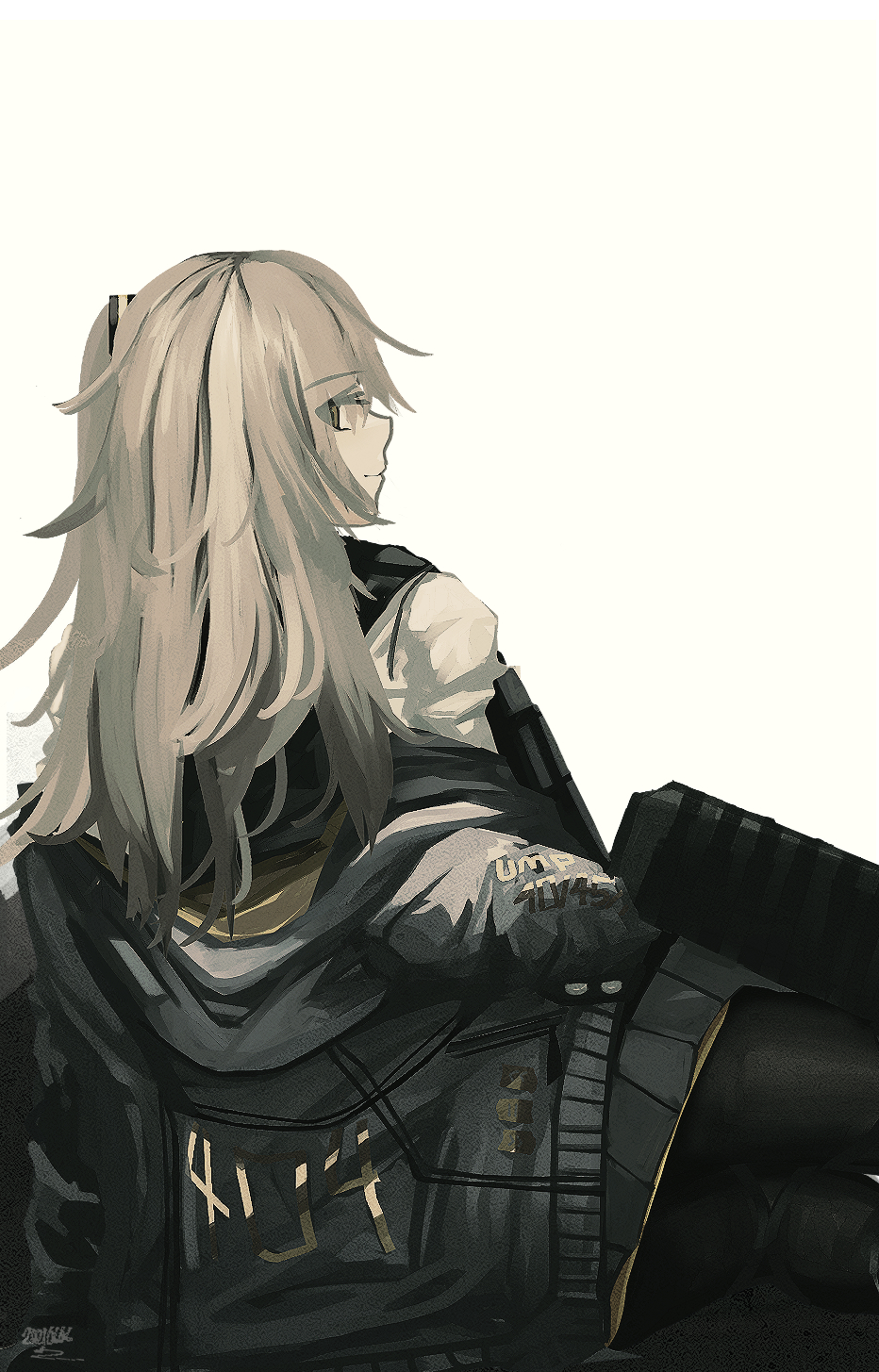 Safebooru - 1girl back black jacket black legwear black skirt brown ...