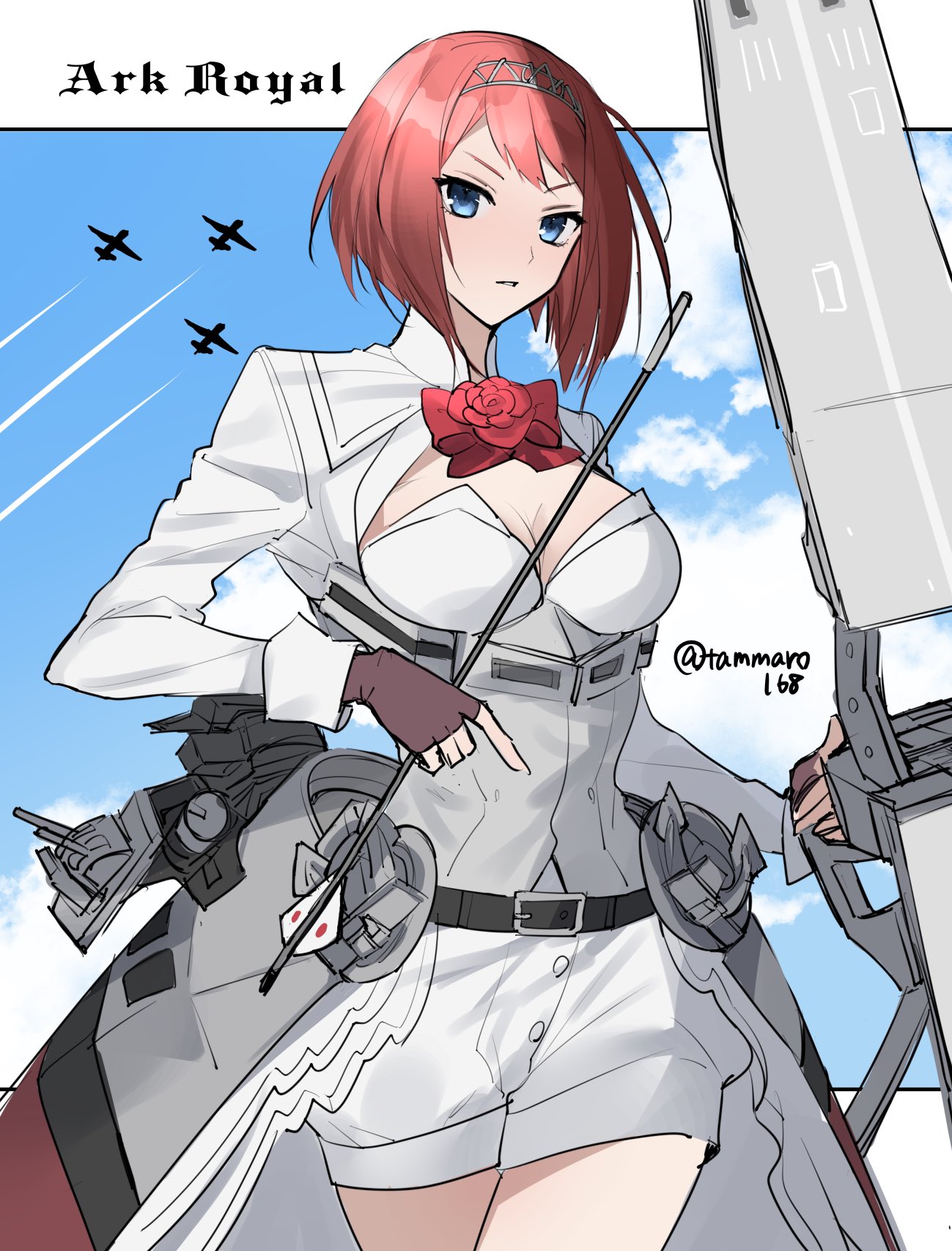 Safebooru - 1girl aircraft airplane ark royal (kancolle) arrow (projectile) bangs blue eyes ...