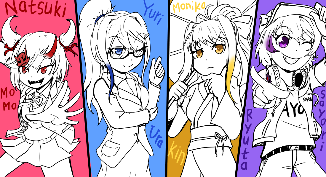 Safebooru - 4girls blonde hair blue eyes blue hair crossover doki doki ...