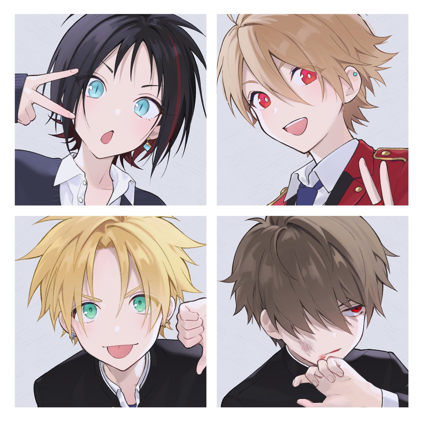Safebooru - 4boys bangs black hair blonde hair blood blue eyes bruise bruise on face ear ...
