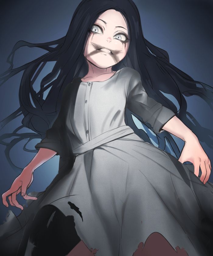 Safebooru - 1girl 4066 black hair child dress emilia (pacify) facepaint ...