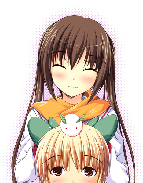 Safebooru - blush brown eyes brown hair closed eyes fujioka long hair ...