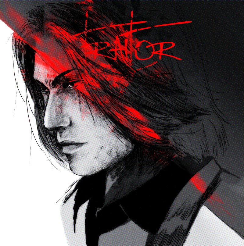 Safebooru - 1boy arkeresia black hair black shirt blood blood on face ...