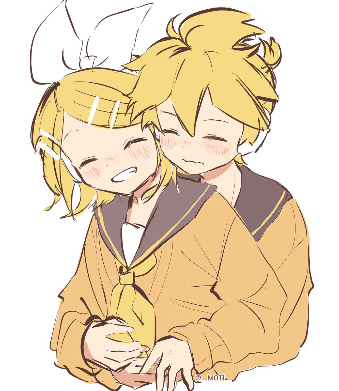 Safebooru - 1boy 1girl arms around waist bangs black collar blonde hair ...