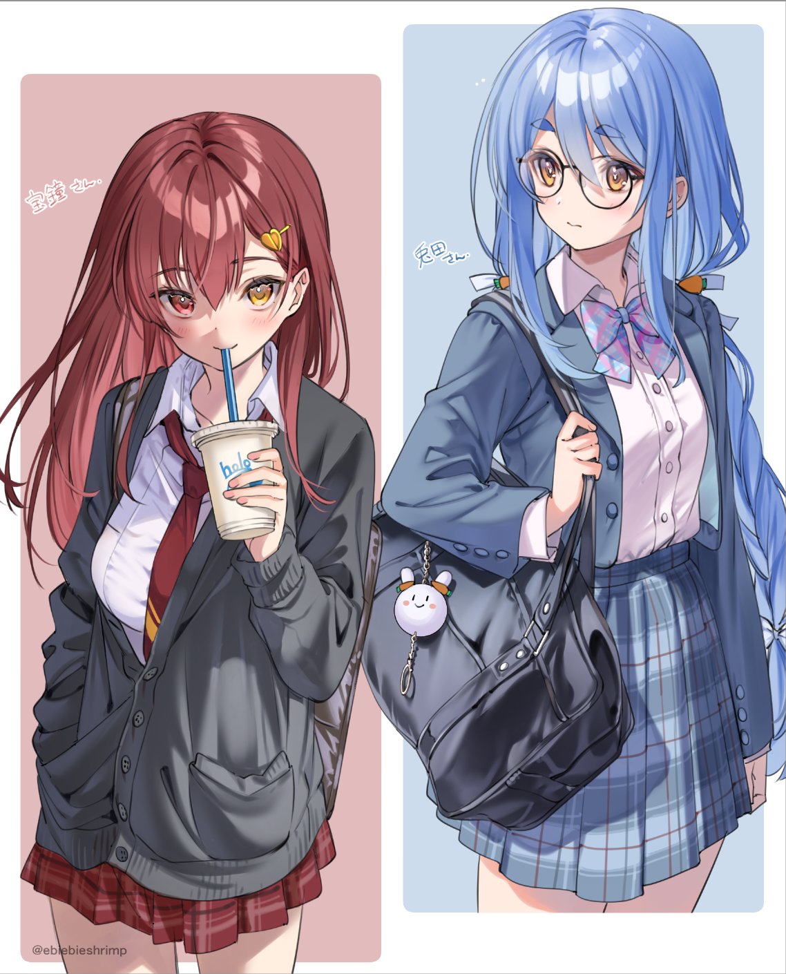 Safebooru - 2girls alternate costume alternate hairstyle bag bangs ...