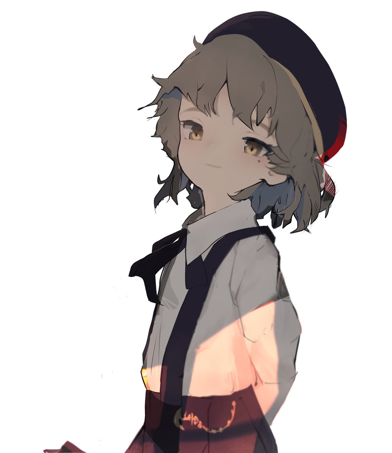 Safebooru - 1girl arms behind back bangs beret black headwear black ...