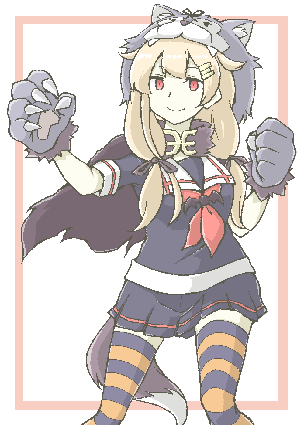 Safebooru - 1girl adapted costume akara kai animal hands black ribbon black serafuku black skirt ...