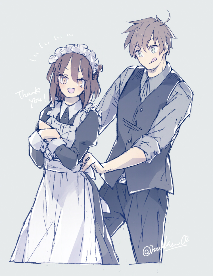 Safebooru - 1boy 1girl apron axis powers hetalia black dress black vest czech republic (hetalia ...