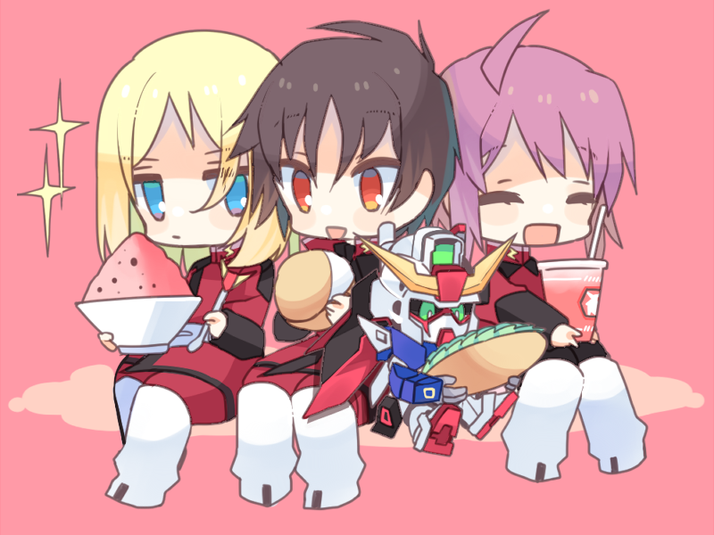 Safebooru - 1girl 2boys 2y (tsuyu) ^ ^ black hair blonde hair boots ...