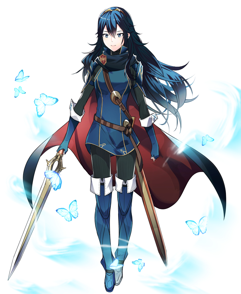 Safebooru - 1girl ameno (a meno0) bangs belt black sweater blue butterfly blue cape blue eyes ...