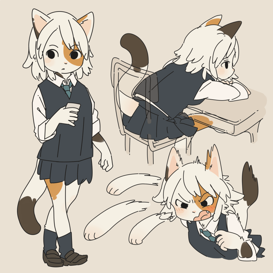 Safebooru - 1girl :| afterimage angry animal ears animal hands animal nose aqua necktie arm at ...