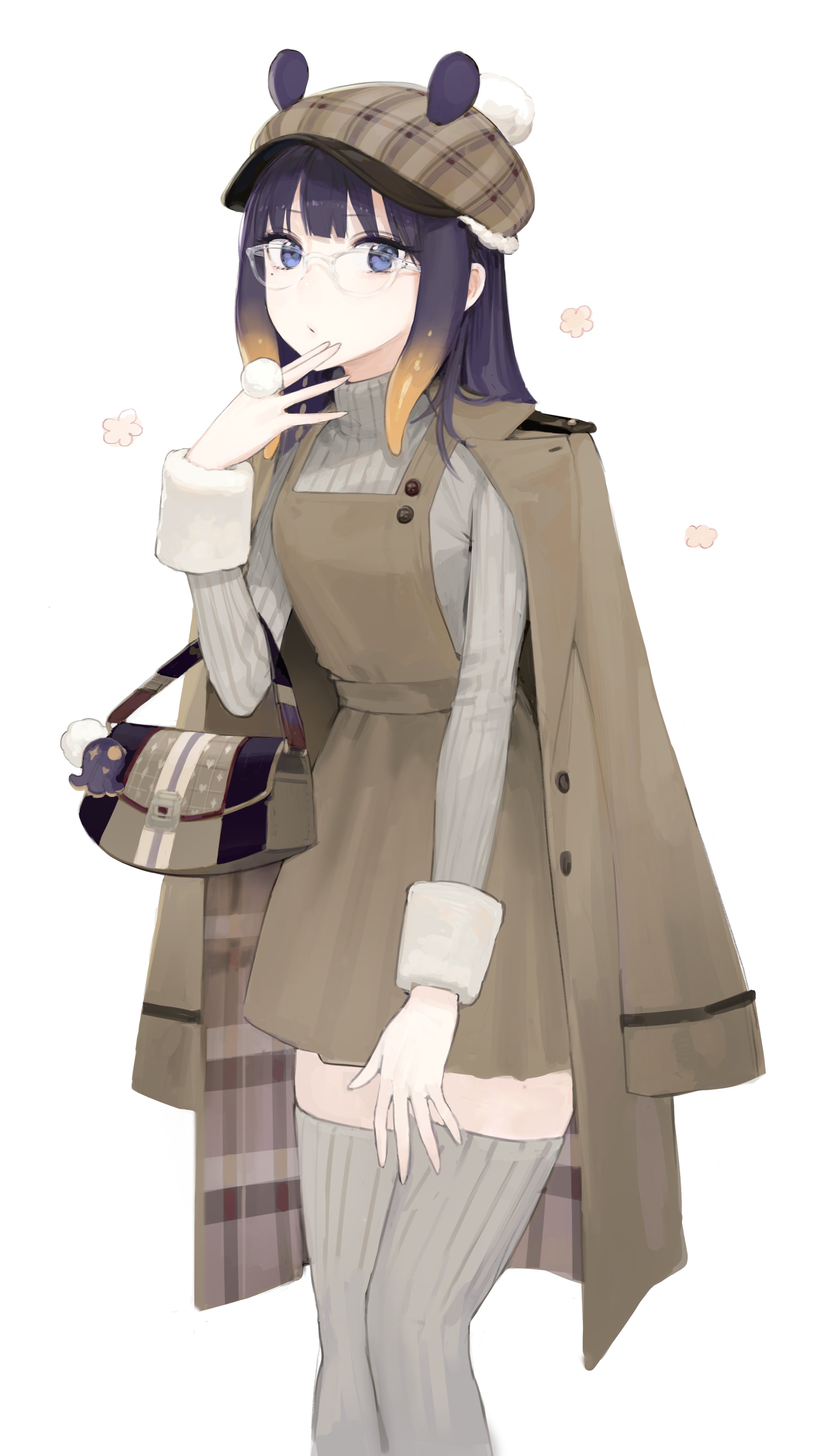 Safebooru - 1girl absurdres bag brown coat brown dress brown headwear ...