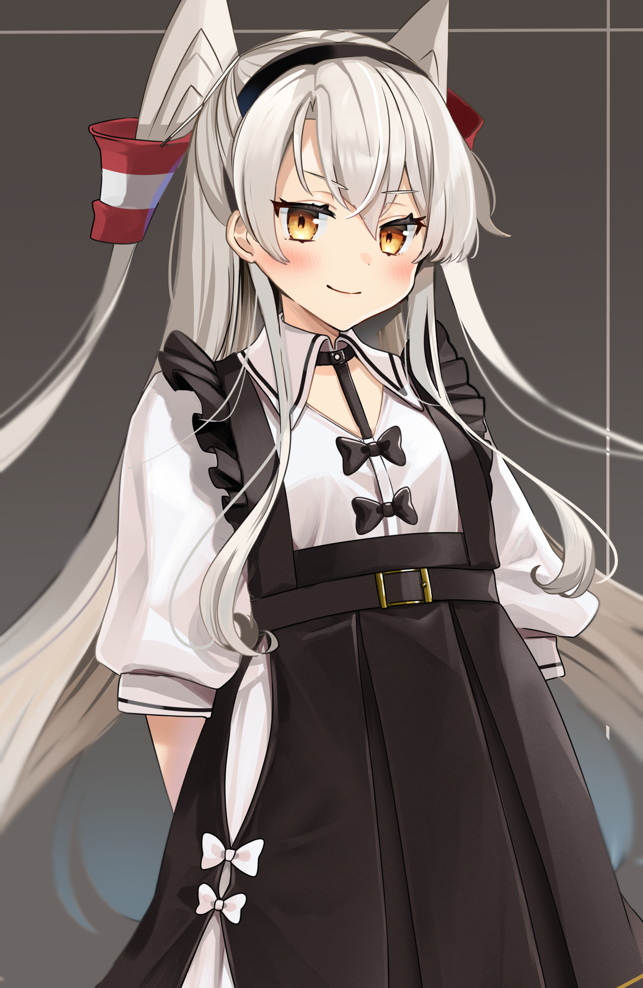 Safebooru - 1girl alternate costume amatsukaze (kancolle) black dress black hairband blush brown ...