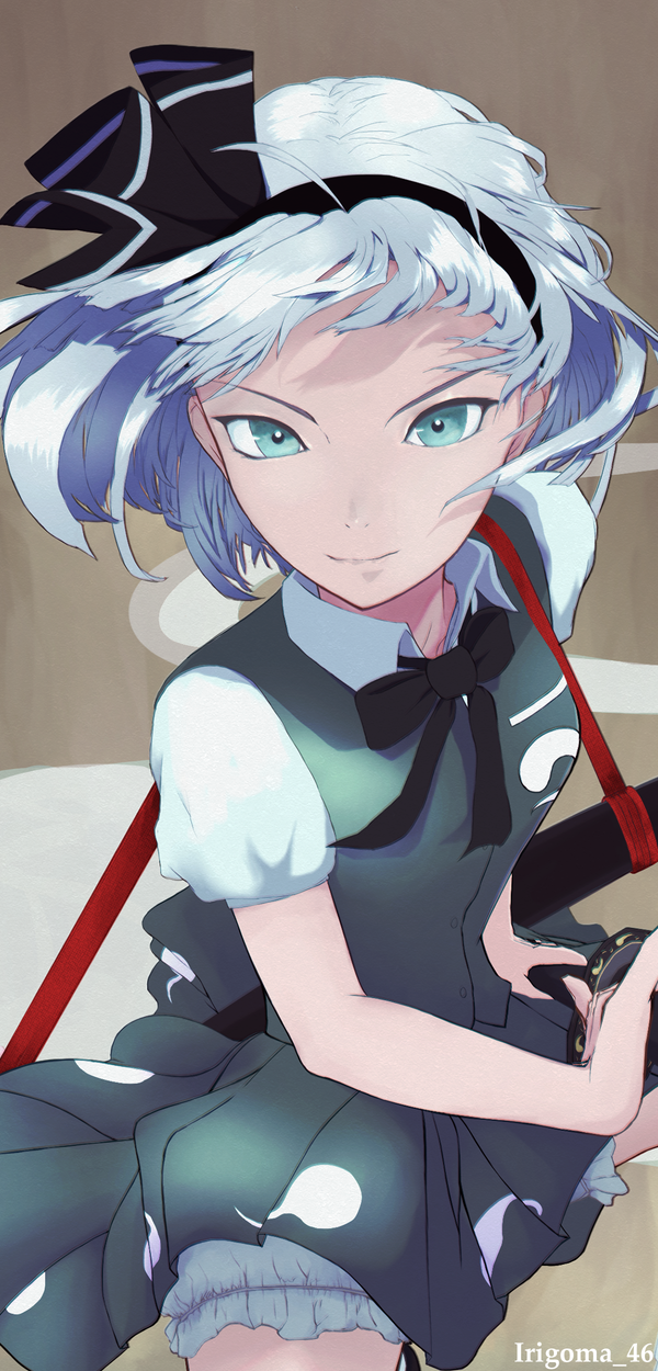 Safebooru - 1girl aqua eyes artist name black bow black hairband black neckwear black ribbon ...