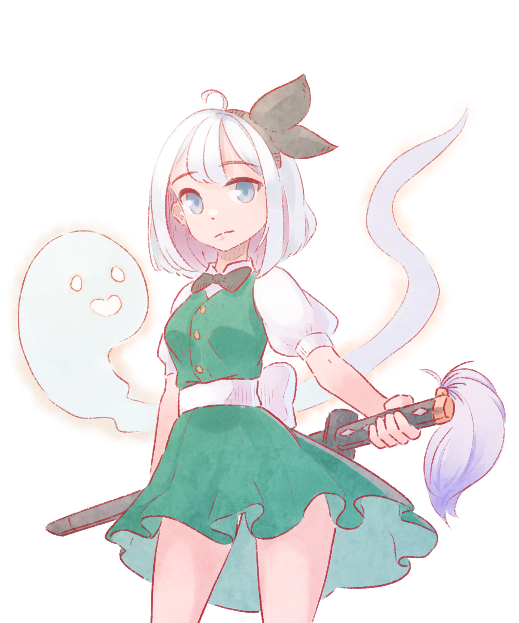 Safebooru - 1girl absurdres aksdirdp11 black bow black hairband black neckwear black ribbon blue ...