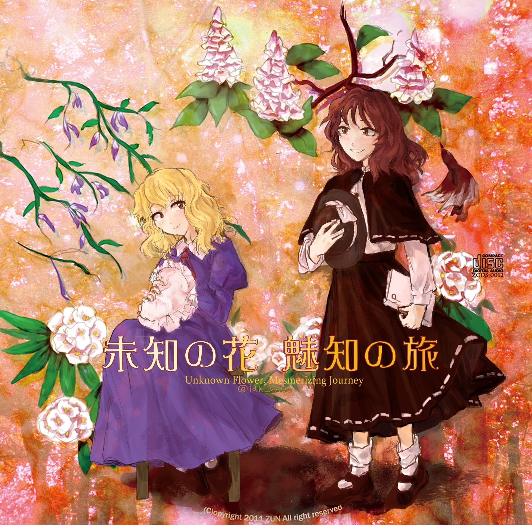 Safebooru - 2girls album cover black capelet black headwear black skirt blonde hair book bow ...