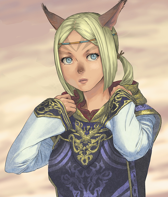 Safebooru - 1girl adjusting clothes adjusting hood animal ears bangs cat ears final fantasy ...