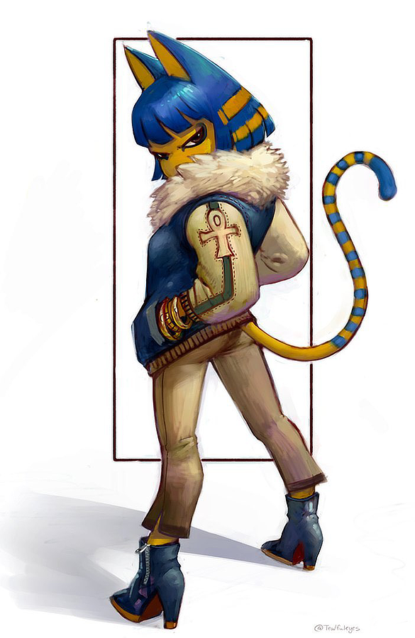 Safebooru - animal crossing animal ears ankha (animal crossing) blue coat blue hair bob cut ...