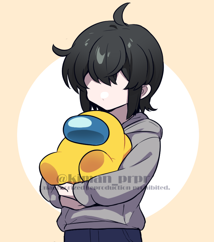 Safebooru - 1other ahoge ambiguous gender among us bangs black hair ...