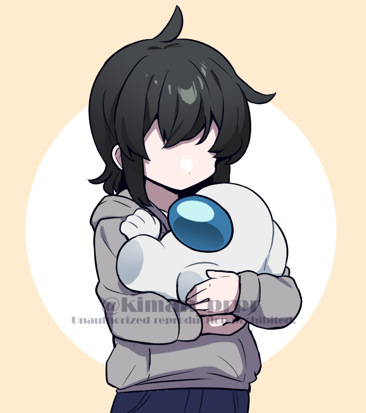 Safebooru - 1other ahoge ambiguous gender among us bangs black hair ...