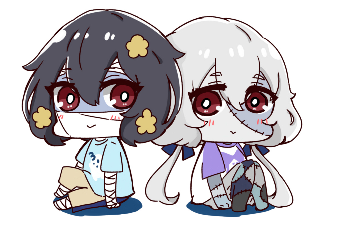 Safebooru - 1girl :> bandaged arm bandaged foot bandaged hand bandaged leg bandages bangs ...