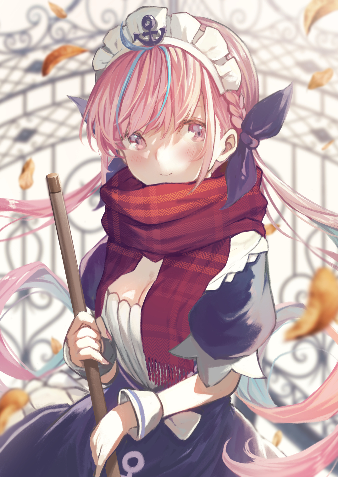 Safebooru - 1girl ahoge anchor symbol bangs blue bow blue bowtie blue dress blue hair blue ...