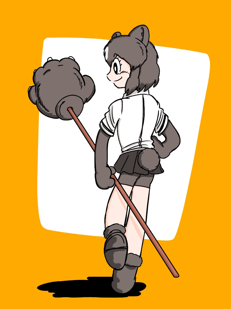 Safebooru - 1girl animal ears bear ears bear girl bear paw hammer bear paws bear tail black eyes ...