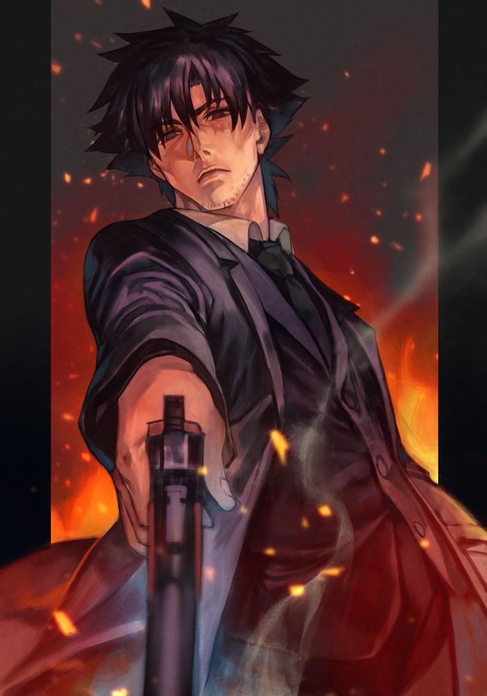 Safebooru - 1boy black shirt coat emiya kiritsugu empty eyes ...