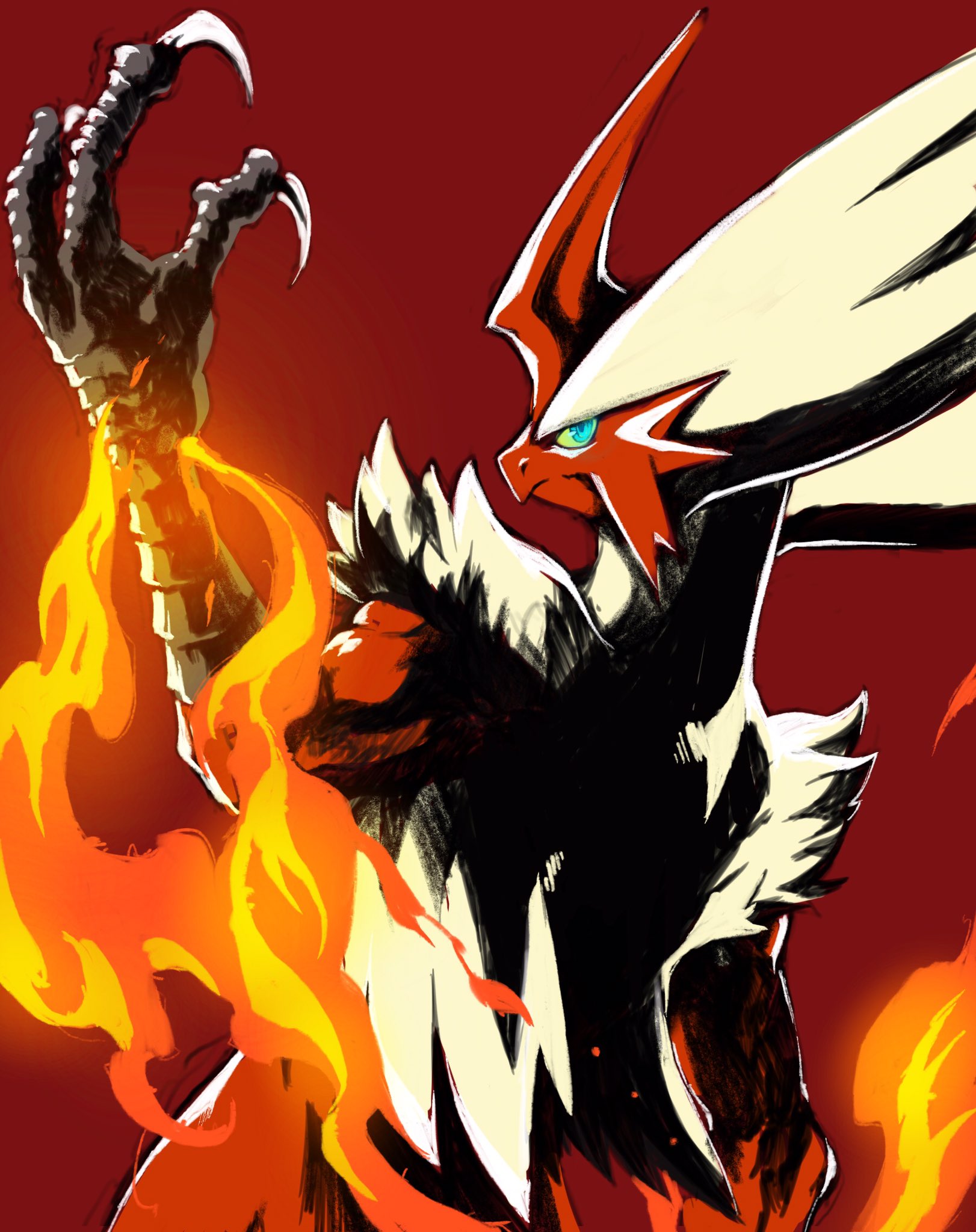 Safebooru - 1other blaziken claws closed mouth fire flame fur trim ...