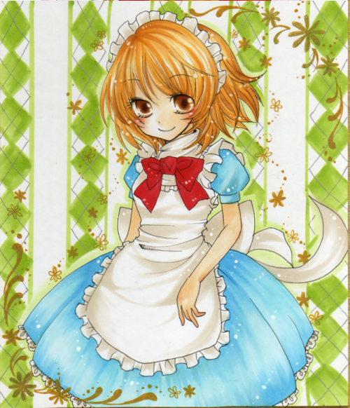 Safebooru - blonde hair brown eyes dress frills hairband maid marker ...
