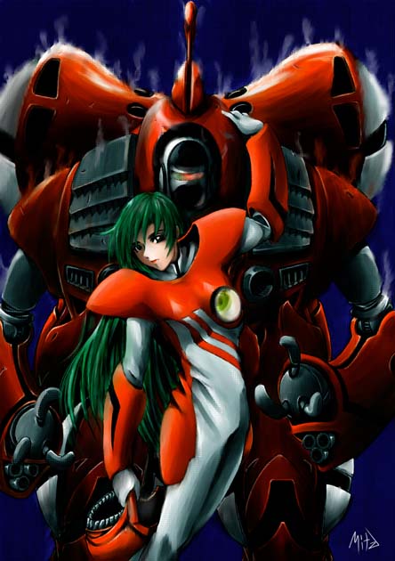 Safebooru - armor flightsuit green hair helmet long hair macross ...
